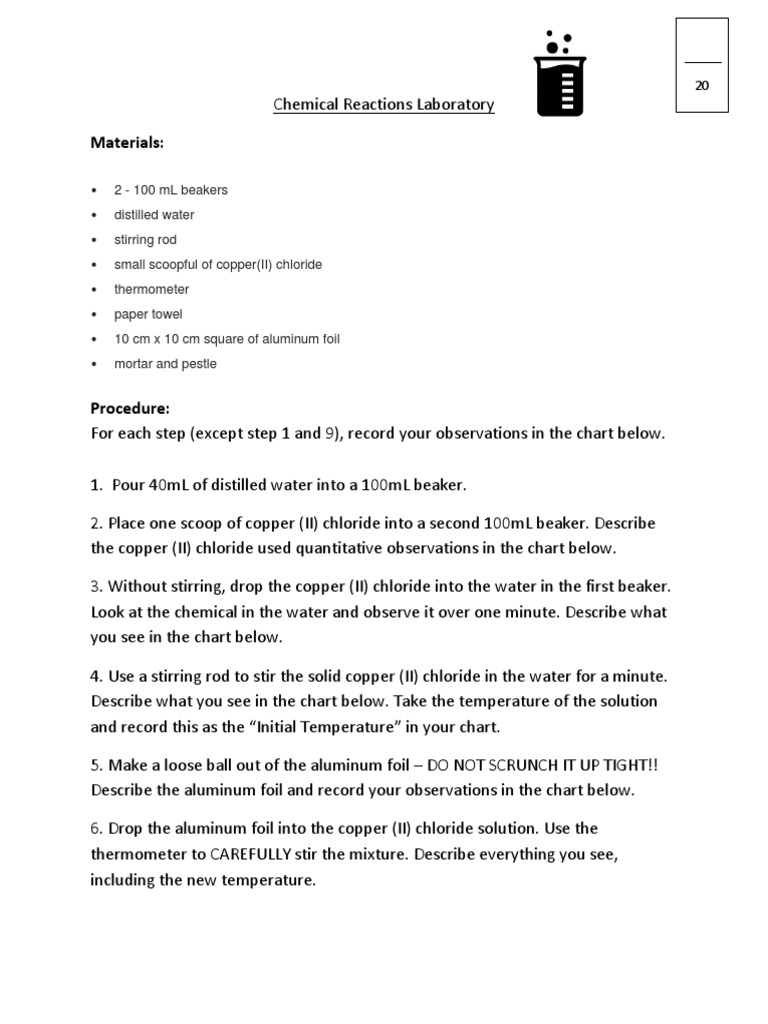 Chemical Reactions Lab With Magnesium II Chloride snc2d | PDF ...