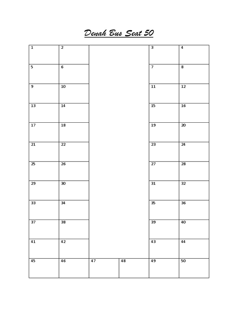 Denah Bus Seat 50 | PDF