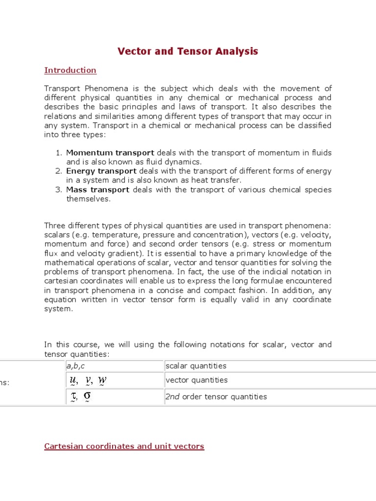Vector and Tensor Analysis | Download Free PDF | Euclidean Vector | Tensor