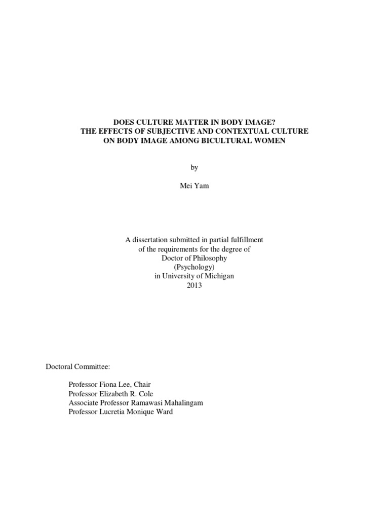 Does Culture Matter in Body Image? | PDF | Identity (Social Science ...