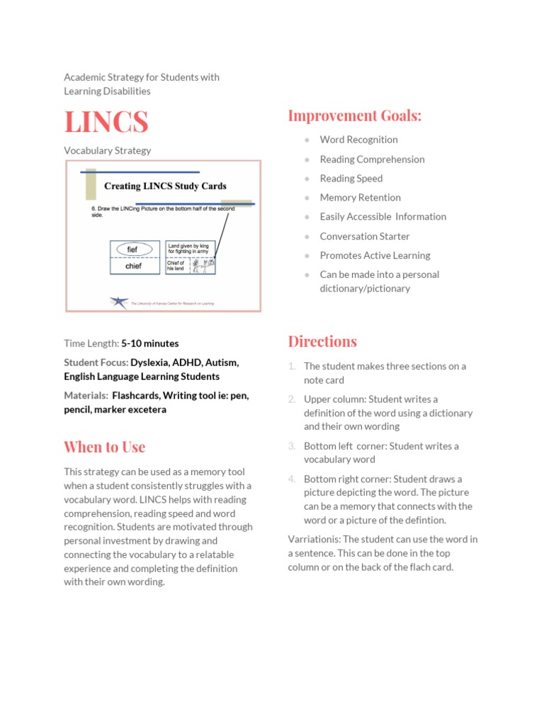 Lincs Strategy | PDF | Vocabulary | Reading Comprehension