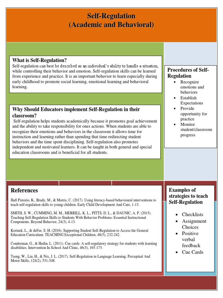 Self Regulation Handout 1 | PDF | Education Theory | Teachers