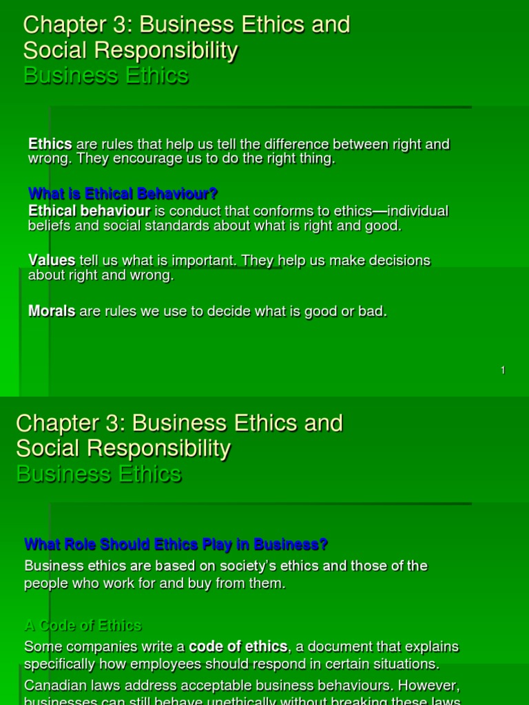 Chapter 3 Business Ethics and Social Resposibilty | PDF | Business ...