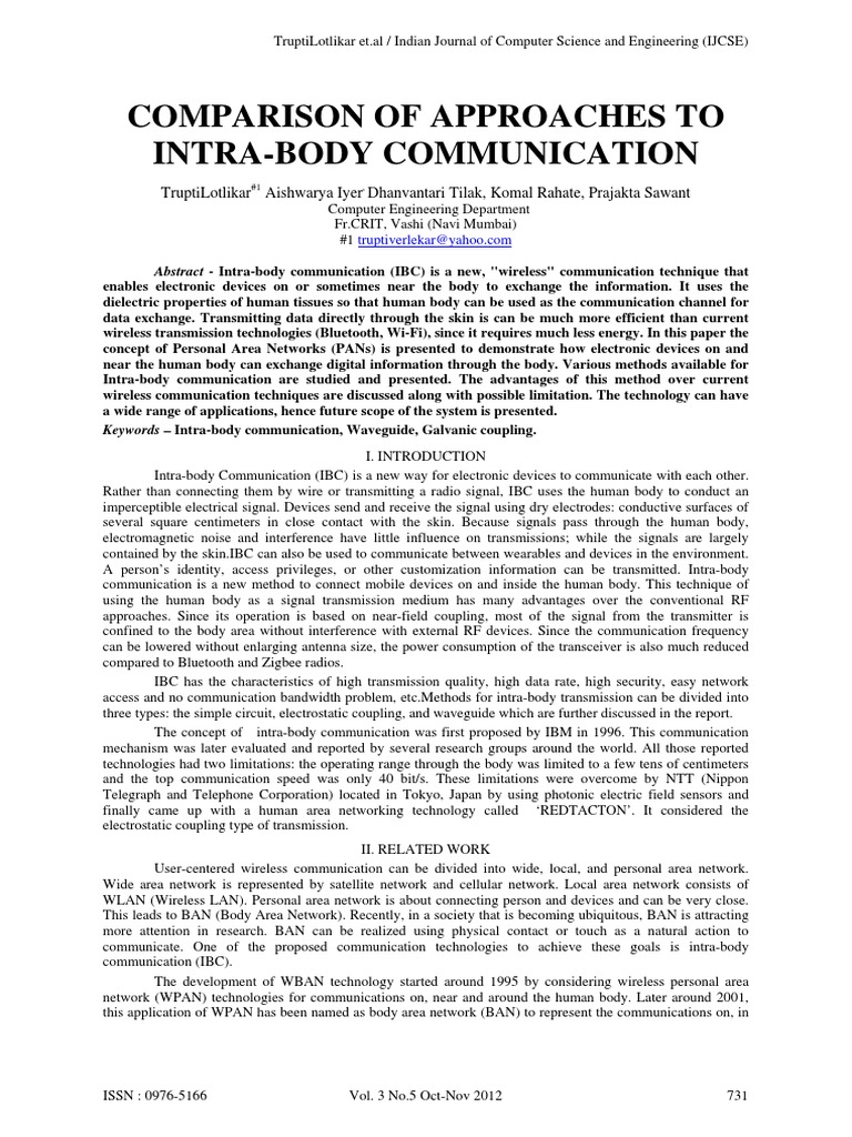 Intrabody Communication | PDF | Transmitter | Wireless