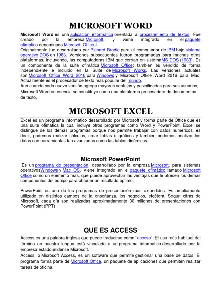 Programas de Microsoft Office | PDF | Microsoft Office | Microsoft