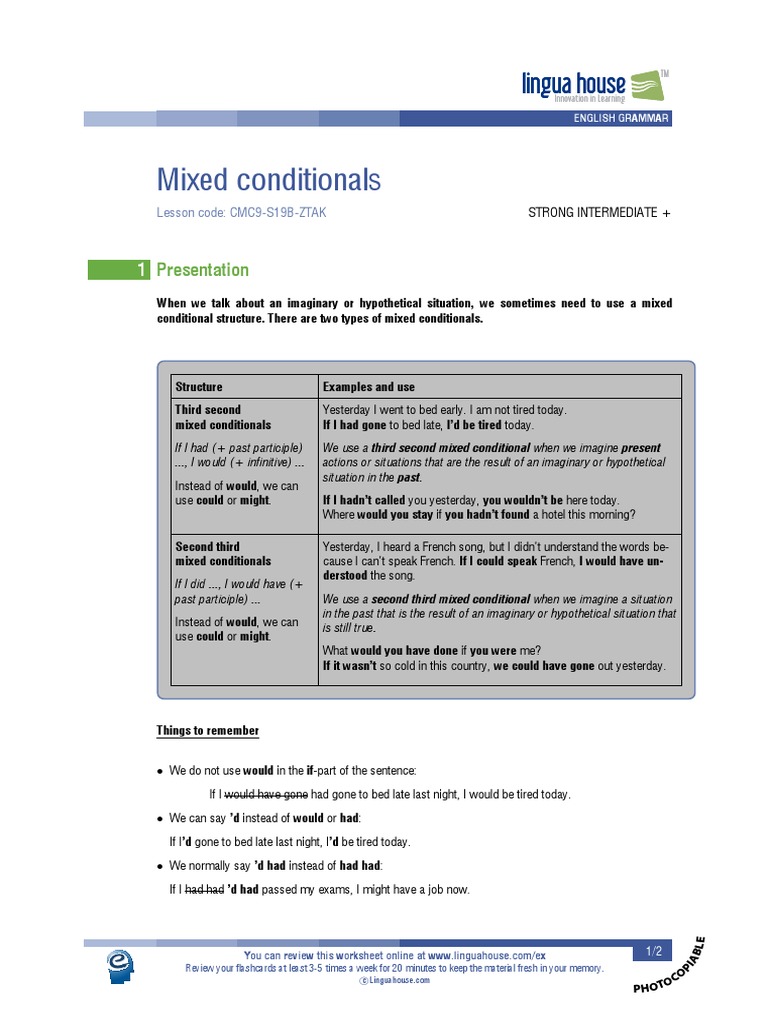 Mixed Conditionals: Understanding Hypothetical Situations in the Past ...