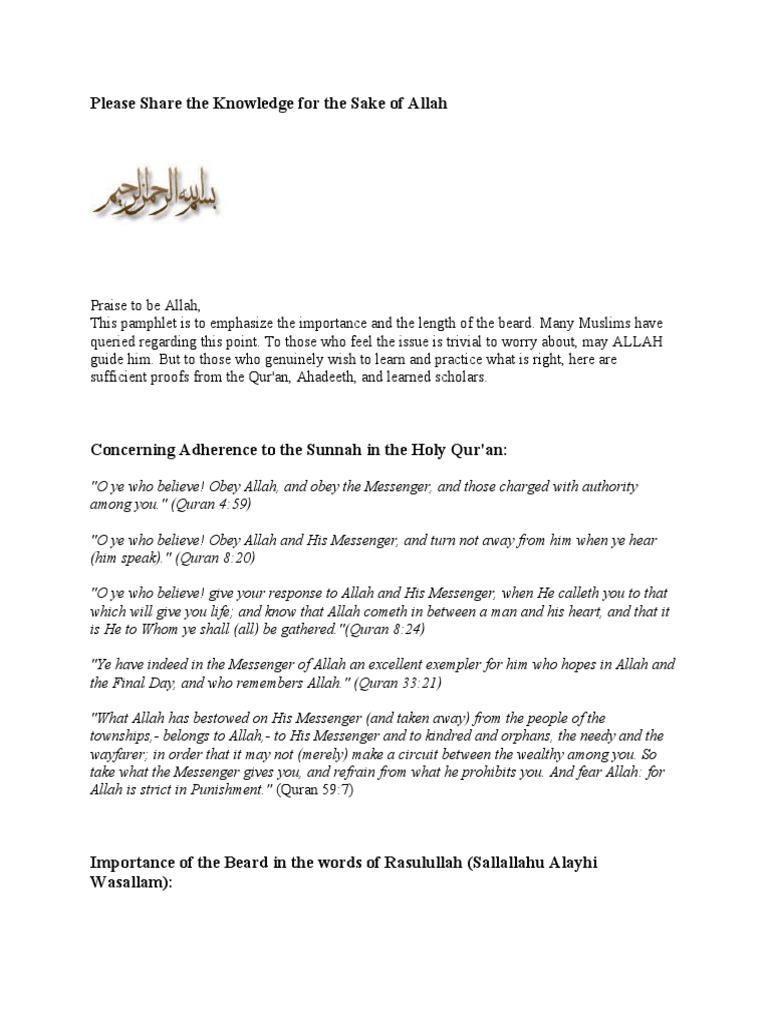 Ruling On Keeping Beard in Islam | PDF | Hadith | Prophets And ...