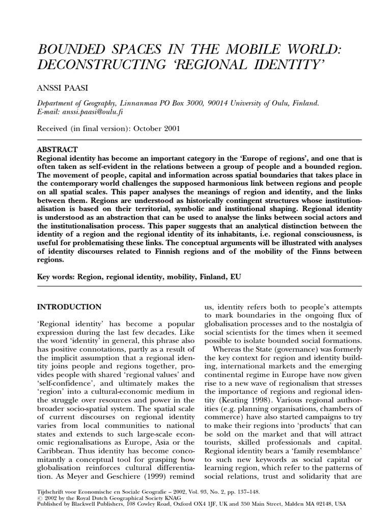 Paasi Bounded Spaces | PDF | Identity (Social Science) | Finland