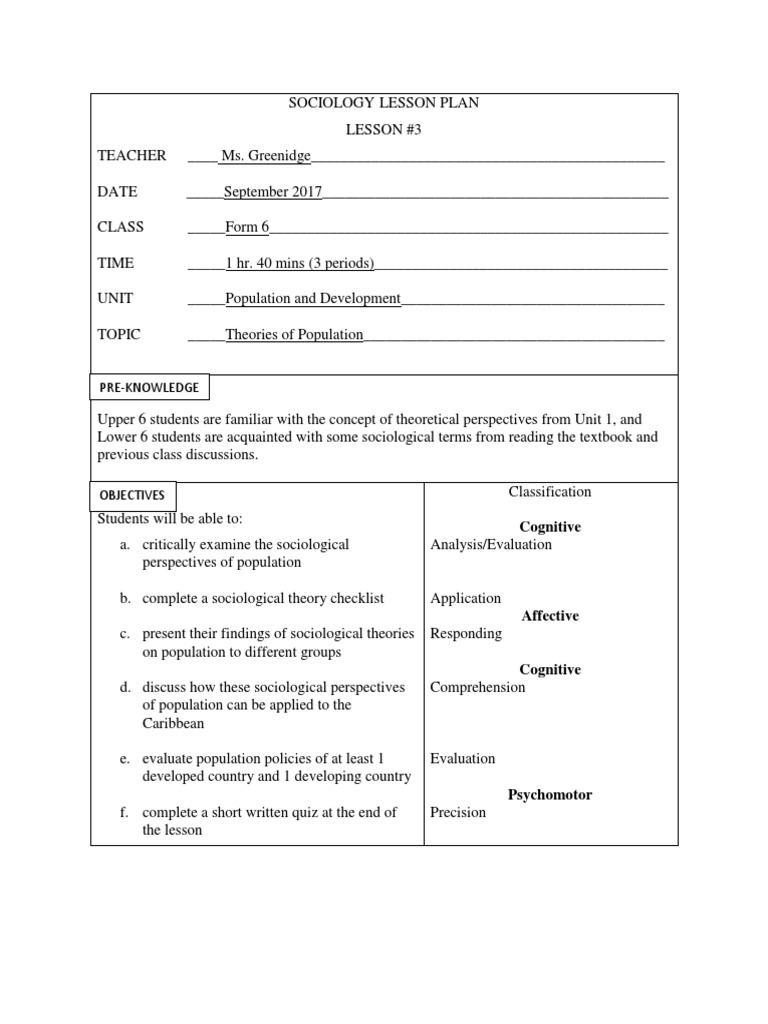 Samples of Lesson Plans | PDF | Sociology | Teachers