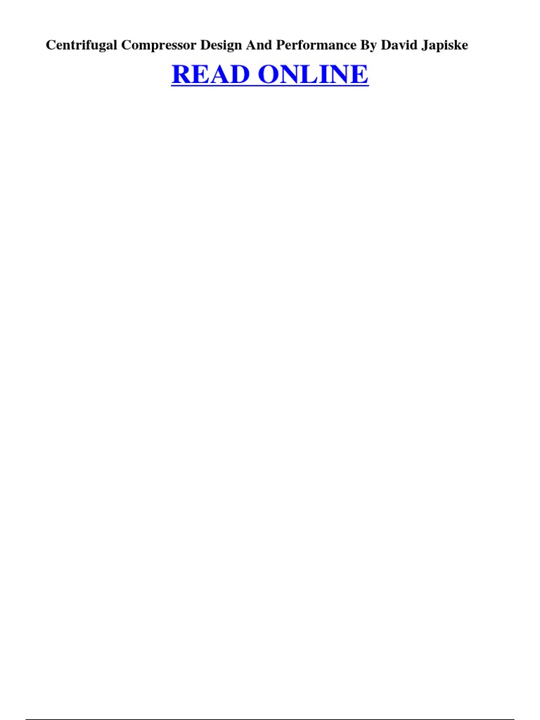 Centrifugal Compressor Design and Performance by David Japiske | PDF ...