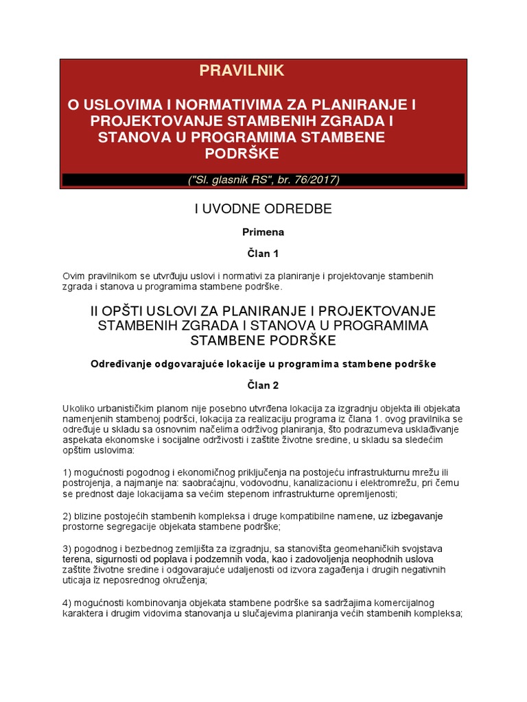 Правилник о Условима и Нормативима За Планирање и Пројектовање ...