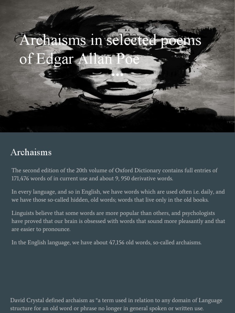 Archaisms in Selected Poems of Edgar Allan Poe | Download Free PDF ...