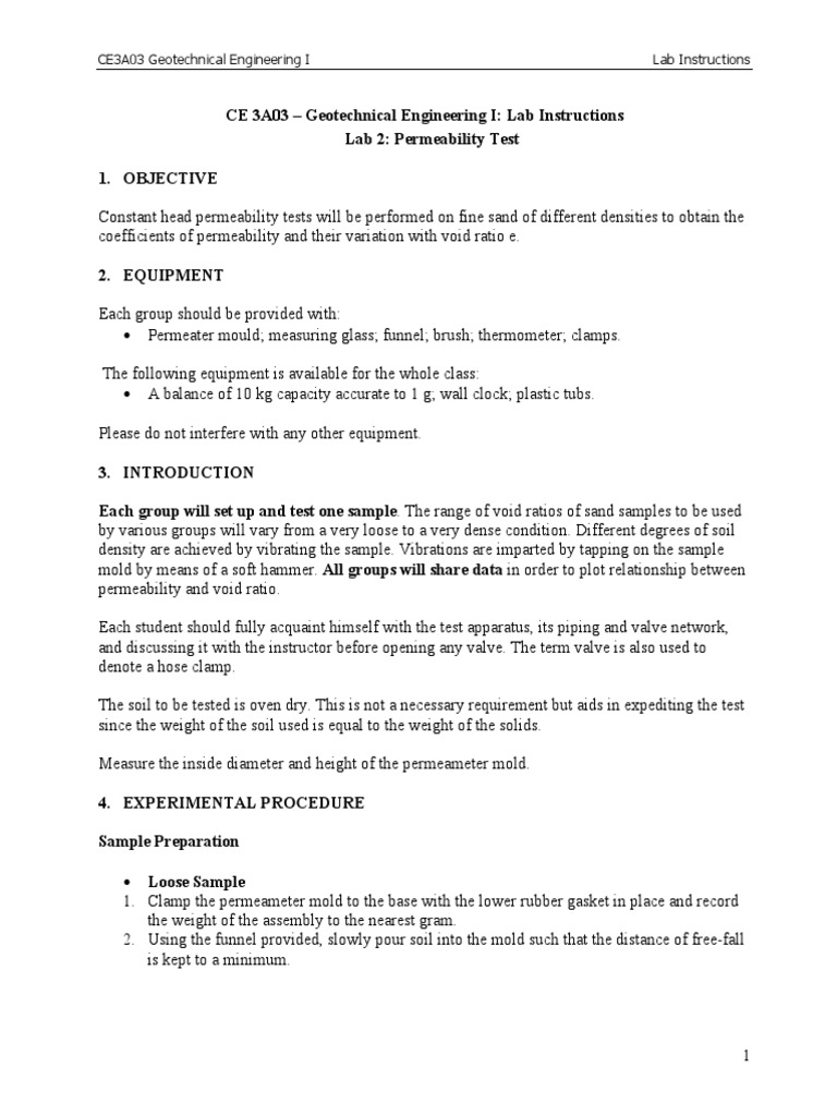 Permeability Lab | PDF | Density | Permeability (Earth Sciences)