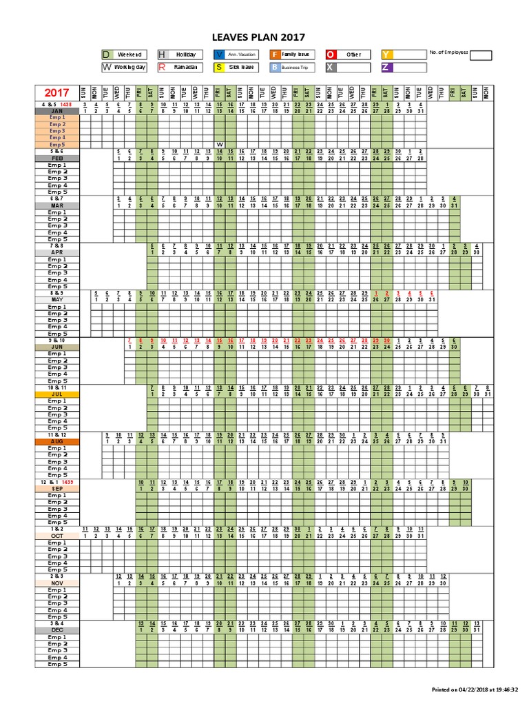Team Leaves Plan 2017 - 2018 | PDF