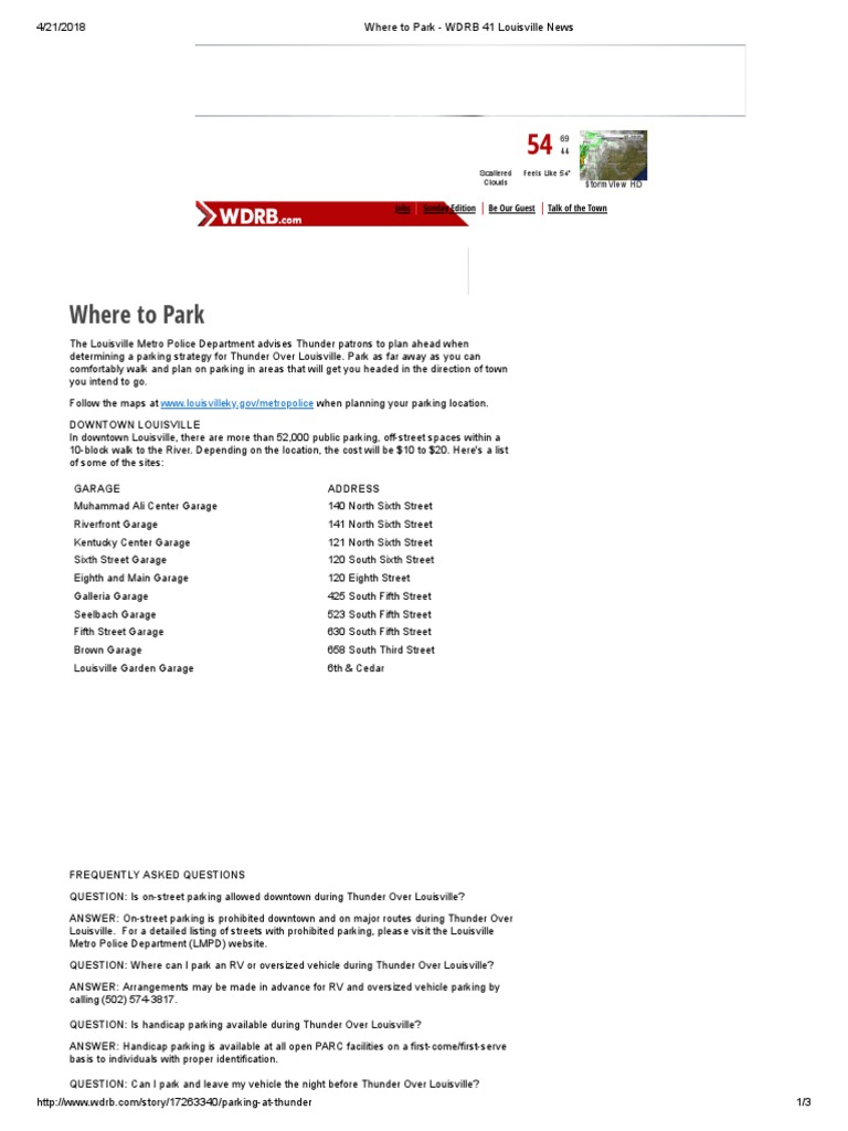 Where To Park - WDRB 41 Louisville News | PDF | Parking | Louisville