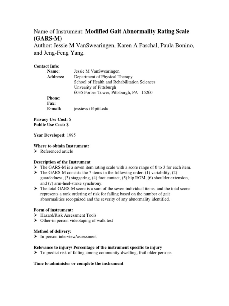 Sergiu Modified Gait Abnormality Rating Scale PDF | PDF | Evaluation ...