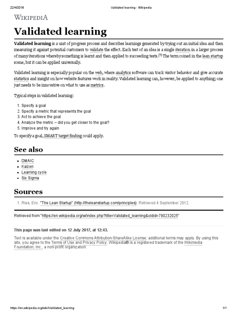 Validated Learning: See Also | PDF