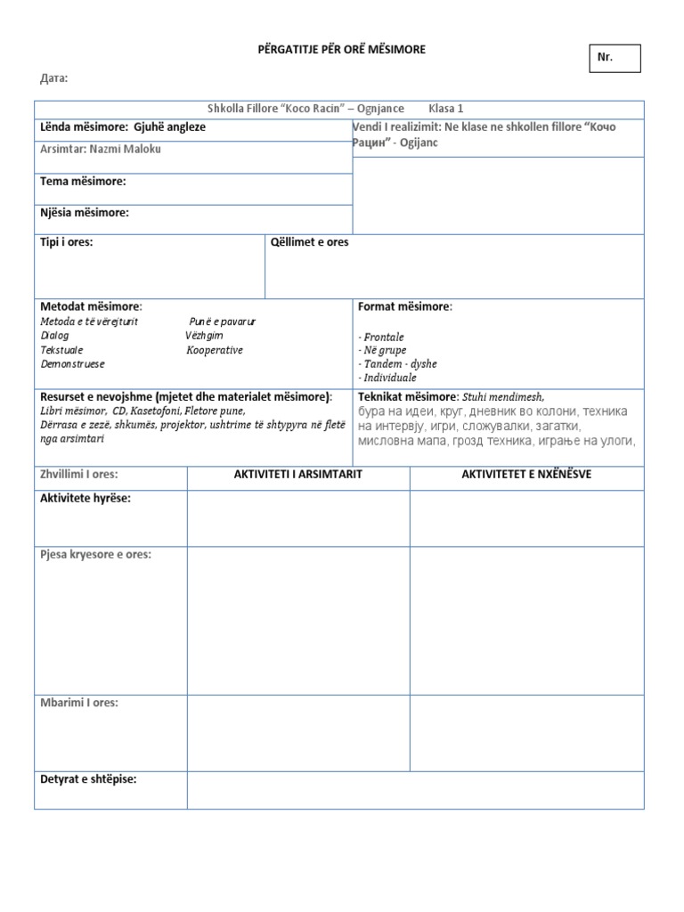 Pergatitje Ditore e Zbrazt | PDF