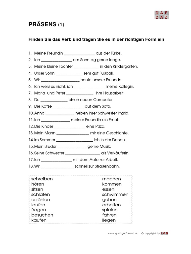 Ue1 Konj Praes Saetze PDF | PDF