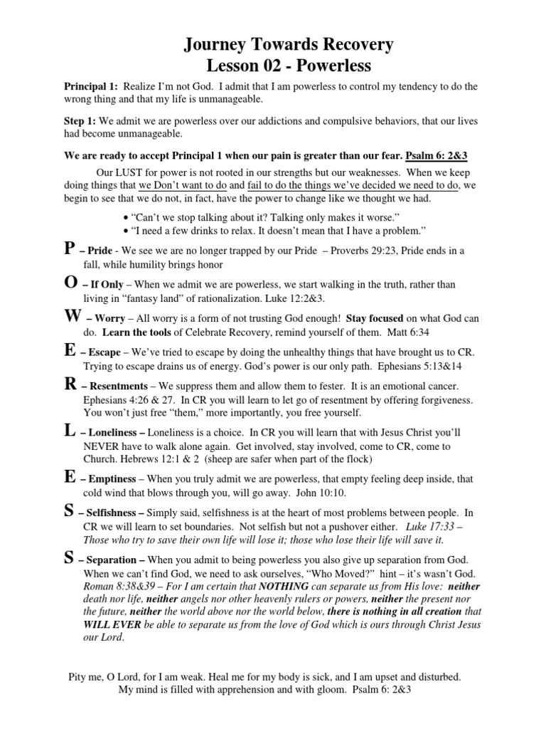 CR 02 Powerless Acrostic Handout | PDF | Jesus