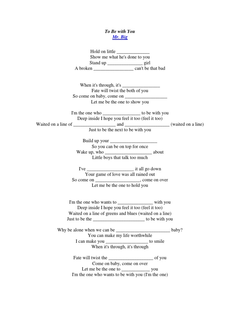 To Be With You Lyrics | PDF | Leisure