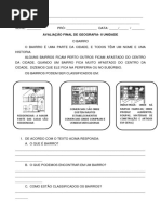 3º Ano AVALIAÇÃO GEOGRAFIA 3º BIMESTRE | PDF