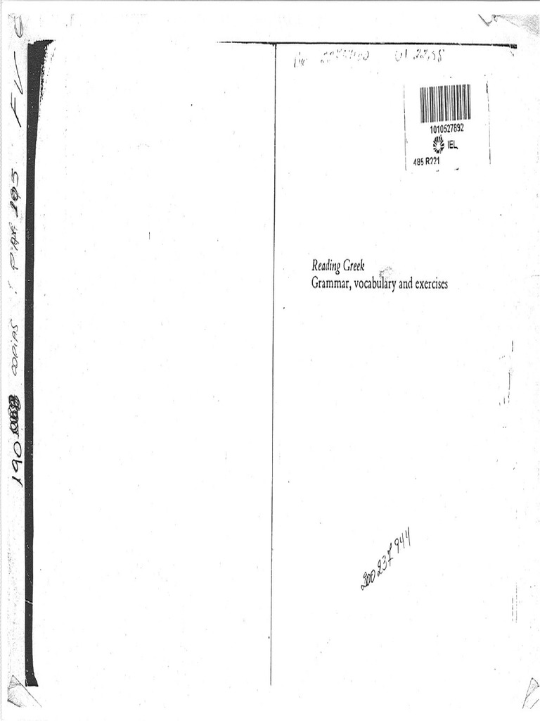 Reading Greek Grammar Vocabulary and Exercises PDF | PDF