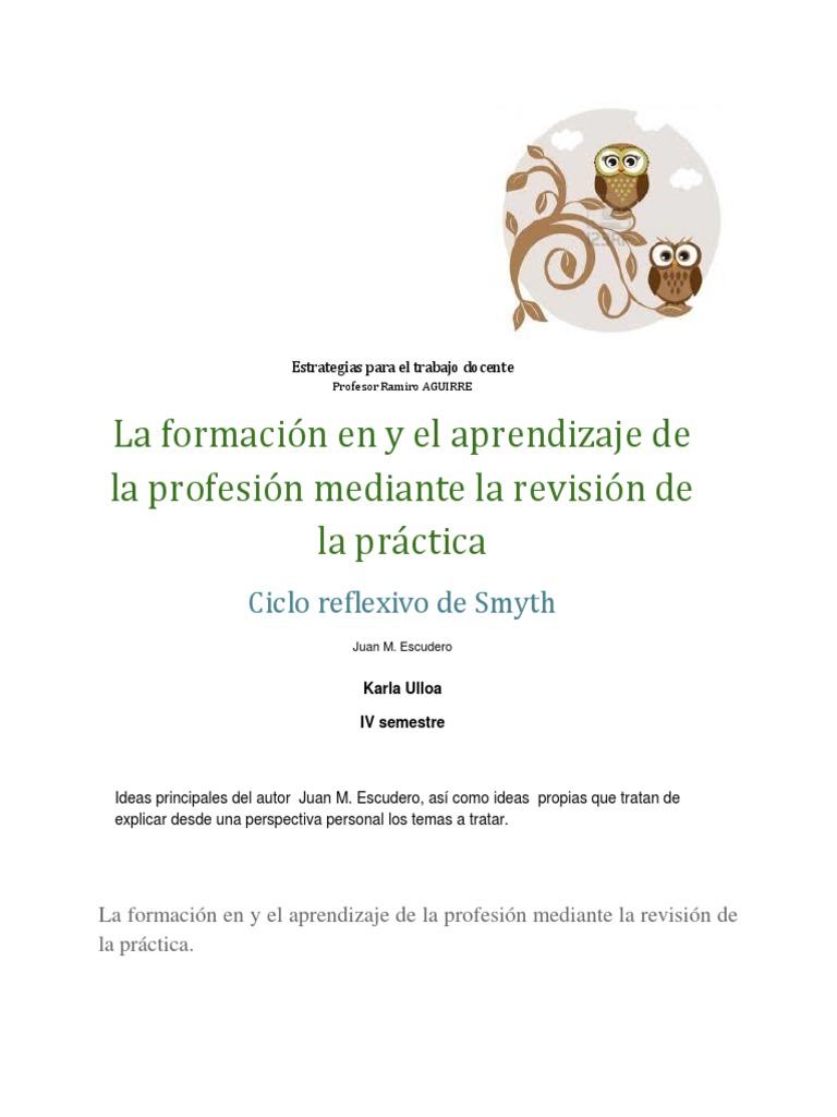 Ciclo Reflexivo de Smyth | PDF | Maestros | Plan de estudios