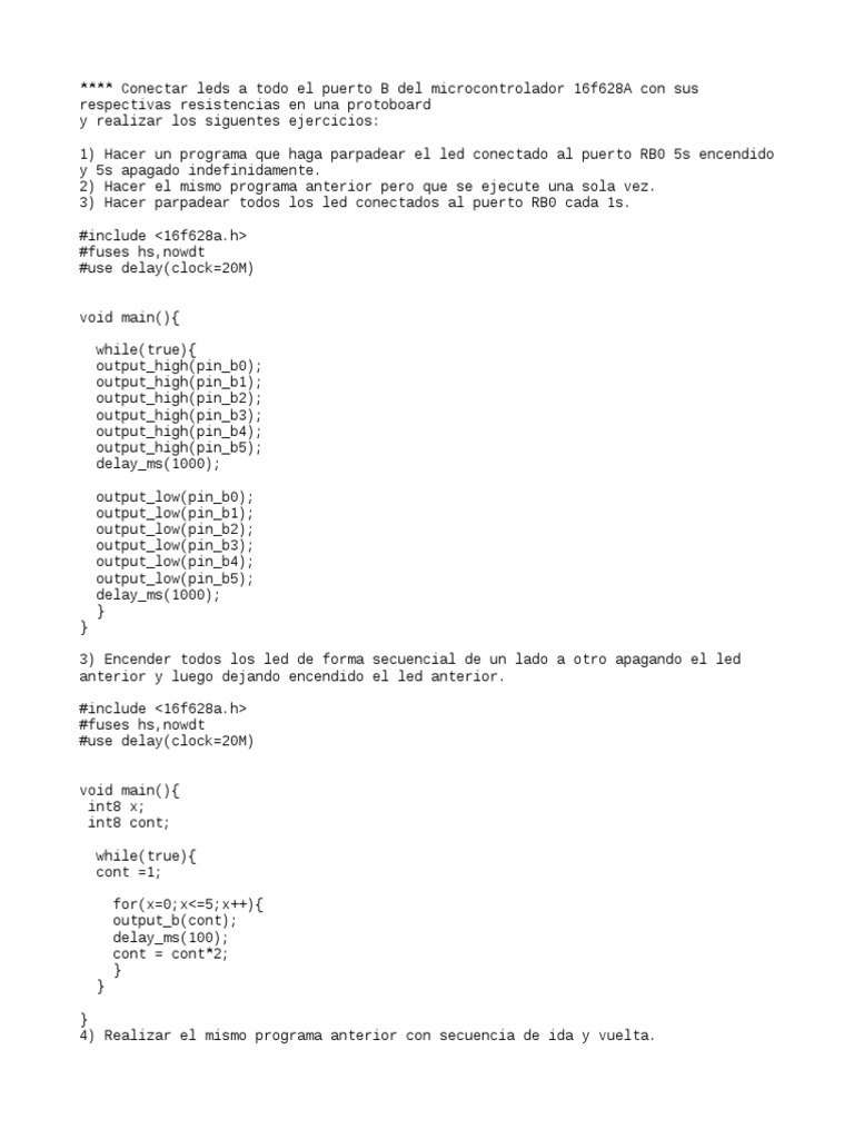 Ejercicios 16f628a Led | PDF