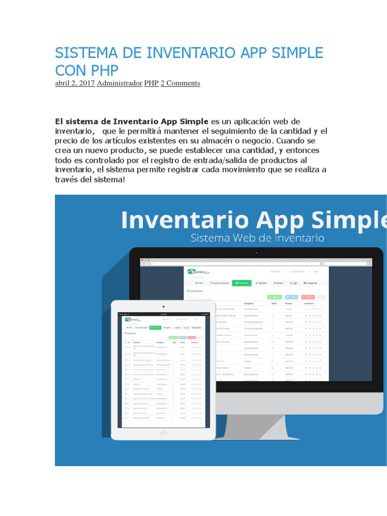 Sistema de Inventario App Simple Con PHP | PDF