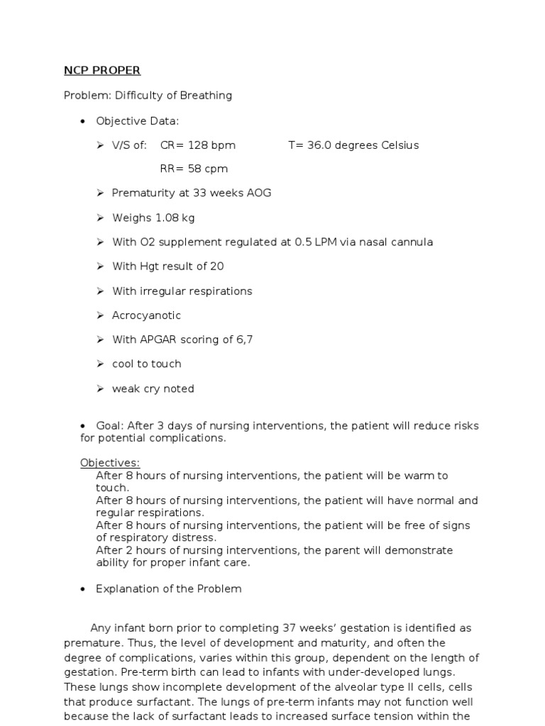 NCP Proper | PDF | Hypoxia (Medical) | Breathing