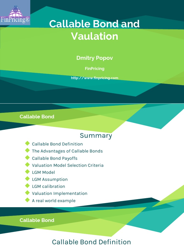 Callable Bond and Valuation | PDF | Bonds (Finance) | Yield Curve