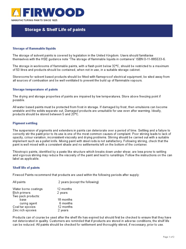 Storage Shelf Life of Paints 0 | PDF | Shelf Life | Paint