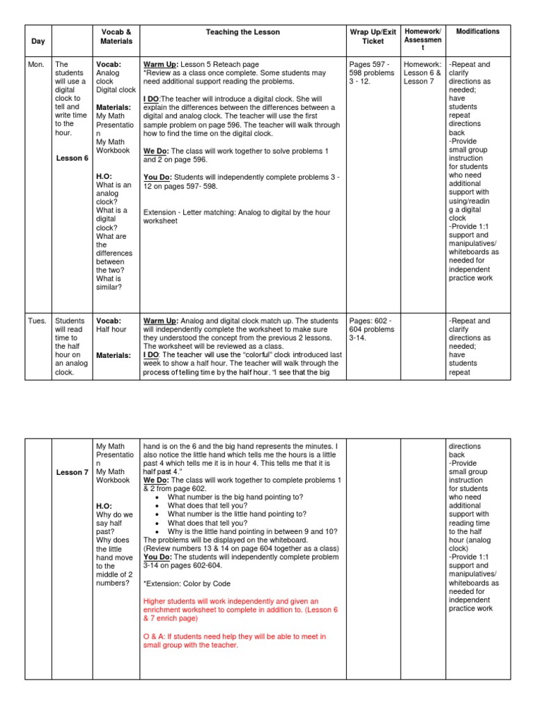 Homework/ Assessmen T Modifications | PDF | Clock | Behavior Modification
