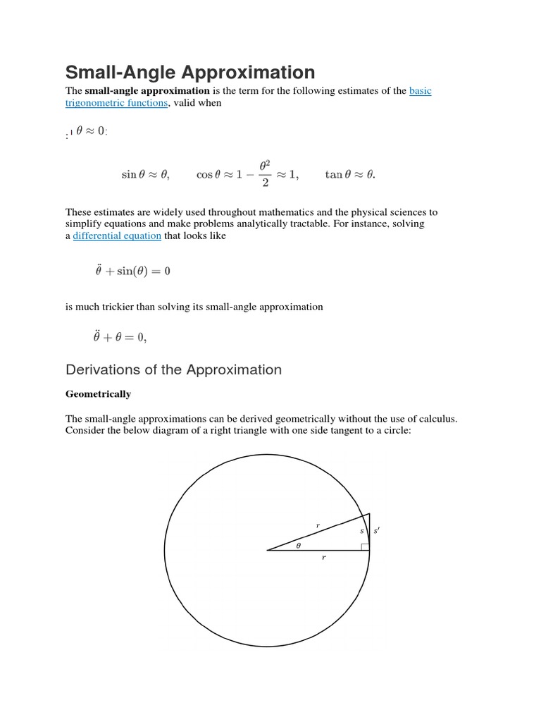 1 Small Angle Formula | PDF | Trigonometric Functions | Angle