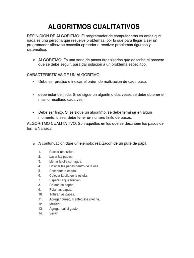 Algoritmos Cualitativos | PDF