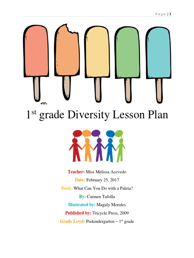 1 Grade Diversity Lesson Plan: Date | PDF | Books | Lesson Plan