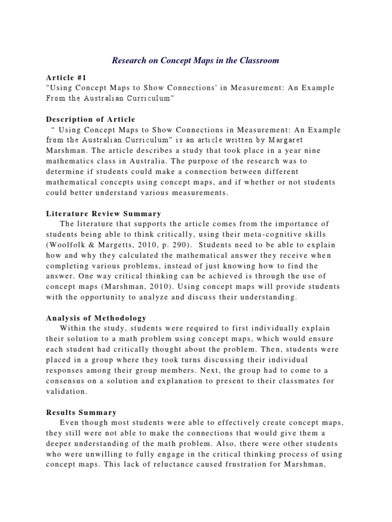Research On Concept Maps in The Classroom: Article #1 | PDF | Behavior ...