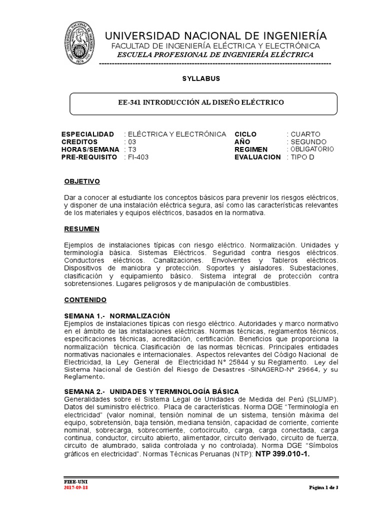 Syllabus EE341 | PDF | Electricidad | voltaje