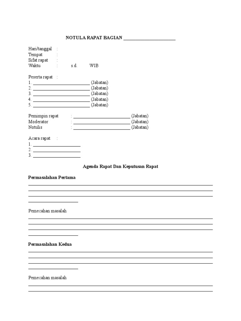 Contoh Notulen Rapat Model 1 | PDF