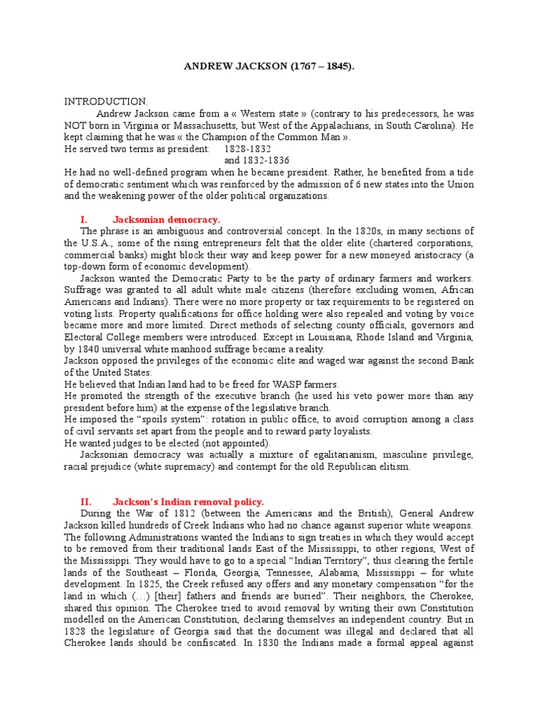 07 Andrew Jackson | PDF | The United States | Politics Of The United States