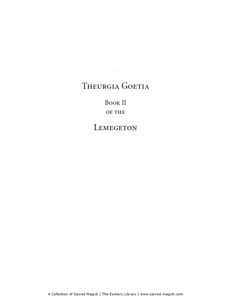 Theurgia Goetia: Second Book of Lemegeton | PDF