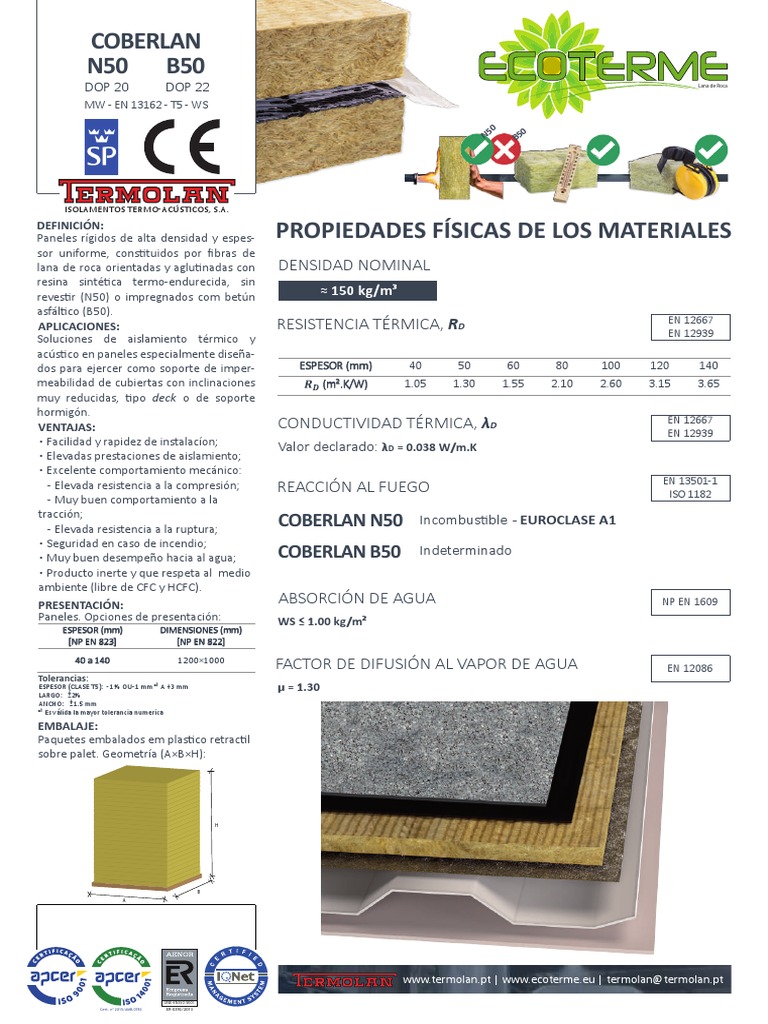 Coberlan n50 b50 Es | PDF | Física | Materiales