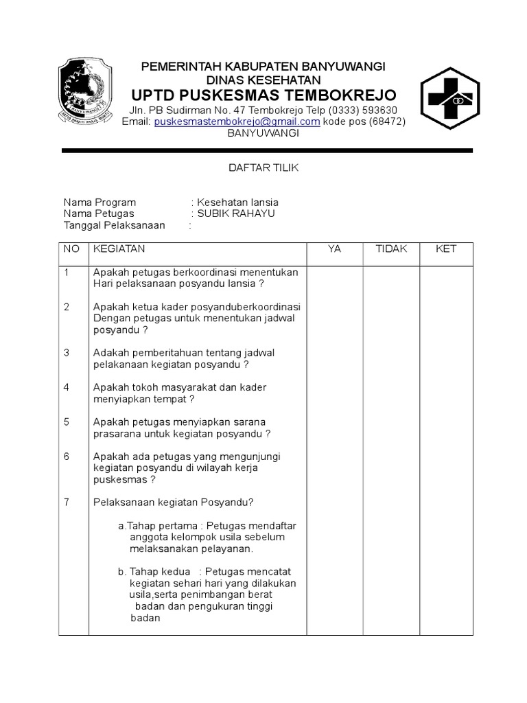 Daftar Tilik Lansia | PDF