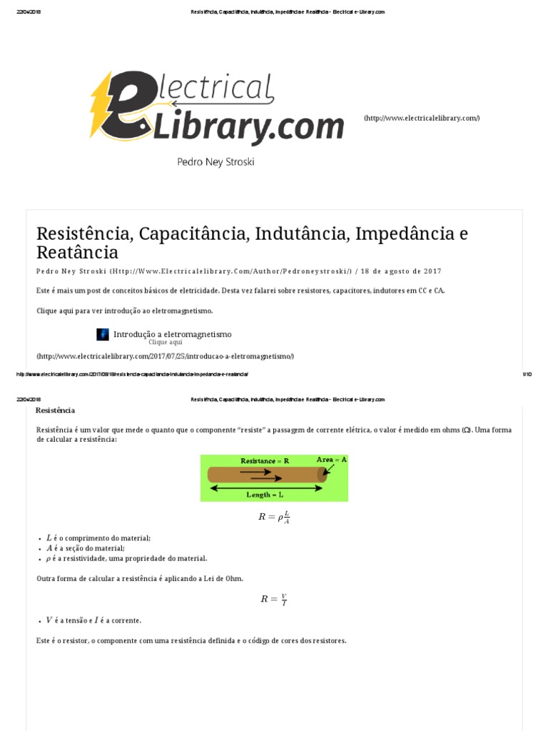 Resistência, Capacitância, Indutância, Impedância e Reatância ...