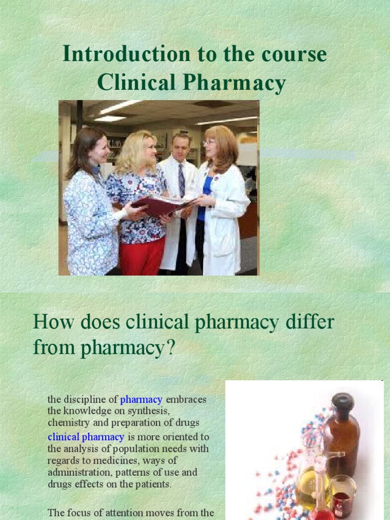 Intro To Clinical Pharmacy | PDF | Pharmacy | Bioavailability