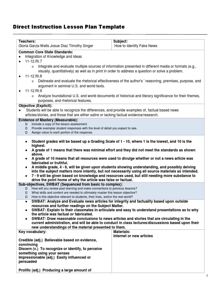 Team Teach Lesson Plan | PDF | News | Teachers