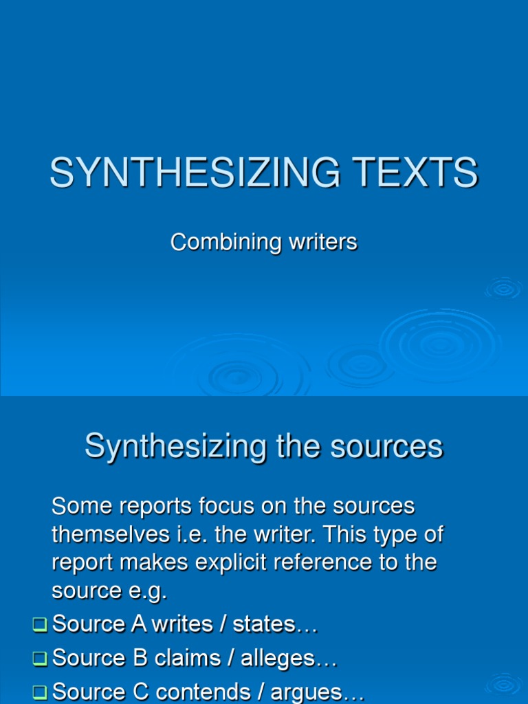 Synthesizing Texts: Combining Writers | PDF | Fusion Power | Forms Of ...