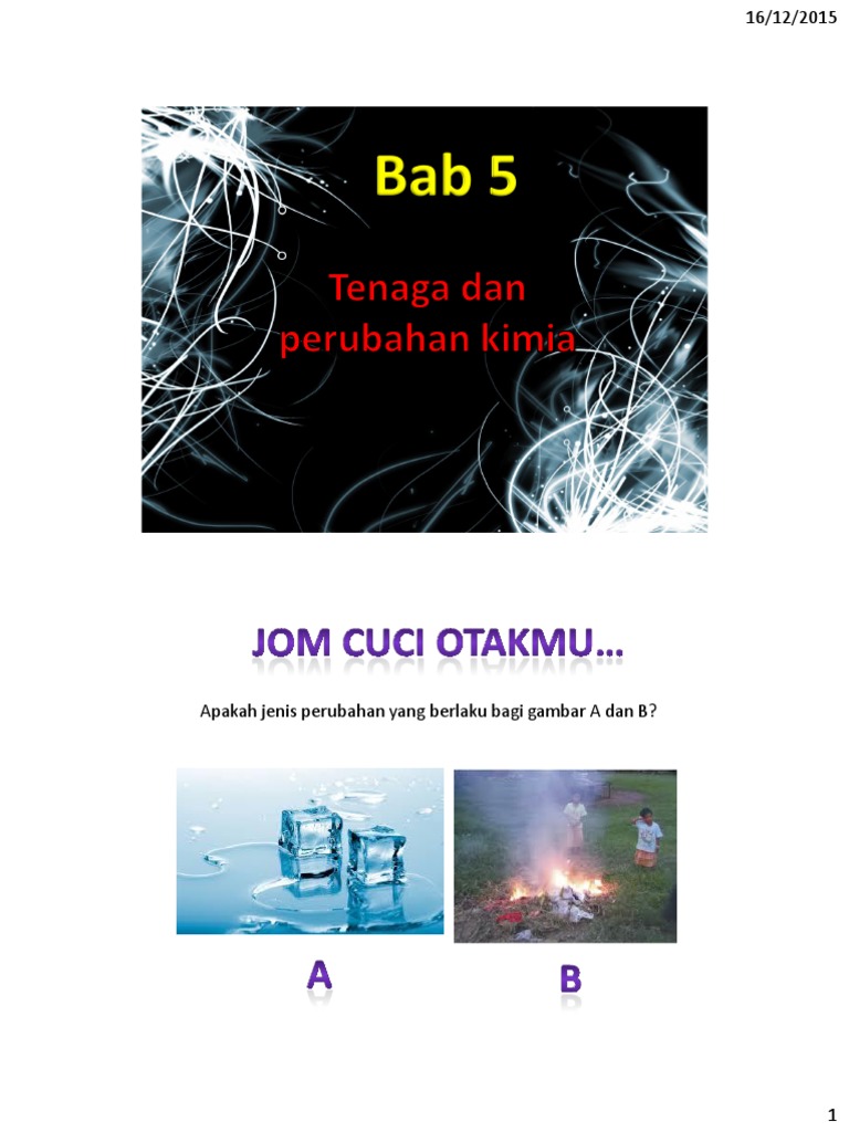 Bab 5 - Tenaga Dan Perubahan Kimia PDF | PDF