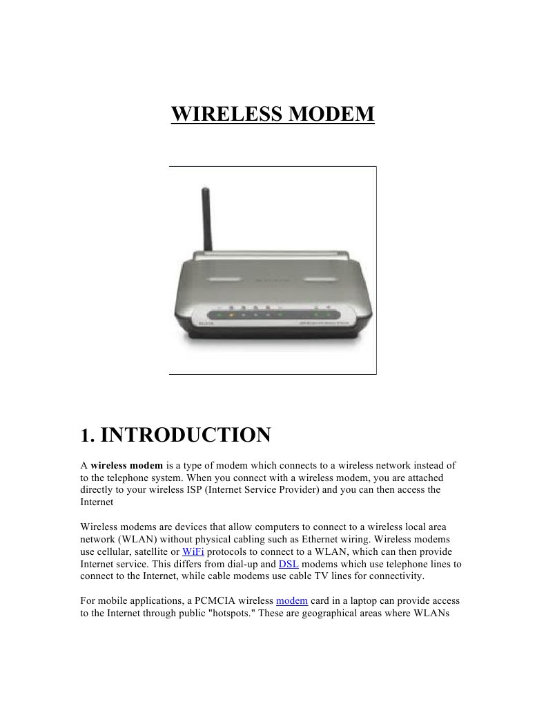 Wireless Modem: Wifi DSL | PDF | Modem | Wireless Lan
